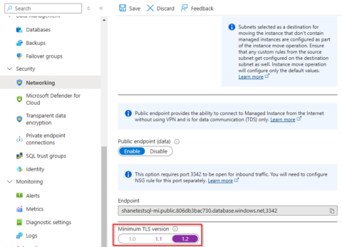 Azure Deprecating TLS 1.0 and 1.1 - VDBA