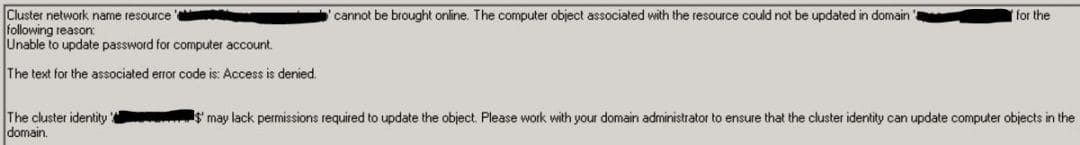 WSFC fixing Errors for AlwaysOn Microsoft SQL Server (SQL Clustering)